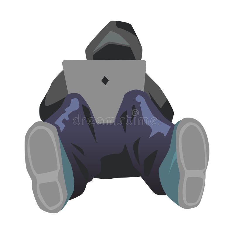 Hacker is Using Computer To Attack Vector Illustration on White ...