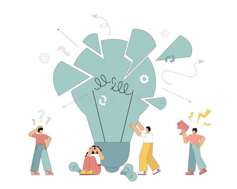 Vector Flat Illustration. Unsuccessful Project. People Look in Despair ...