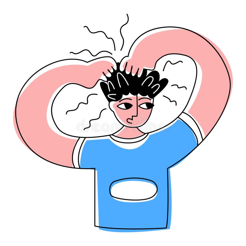 Vector Flat Illustration Young Man Scratching His Head. Stock Vector ...