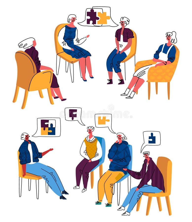 Group Psychotherapy, People Counseling Stock Vector - Illustration of ...