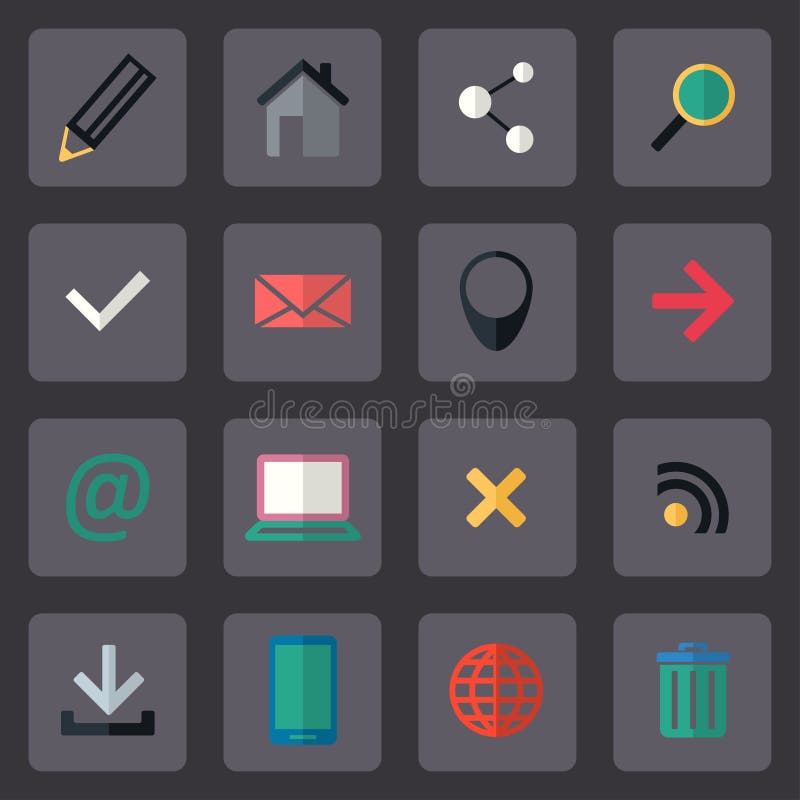 Flat Application Icons Set stock vector. Illustration of internet ...