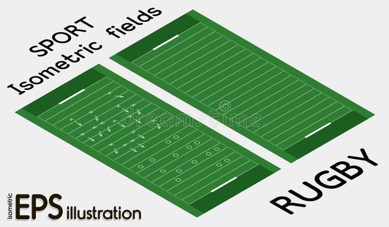 Vector Flat Isometric View of Rugby Field Illustration Stock ...