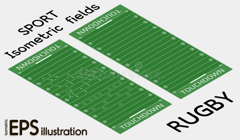 Vector Flat Isometric View of Rugby Field Illustration Stock ...