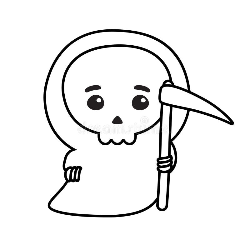 Vector flat kawaii death stock vector. Illustration of halloween ...