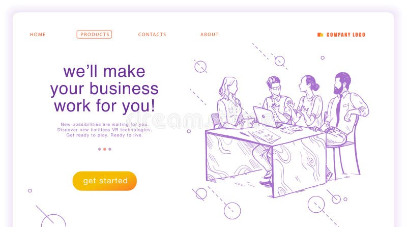 Vector Flat Landing Page Design Template. Teamwork, Company Support ...