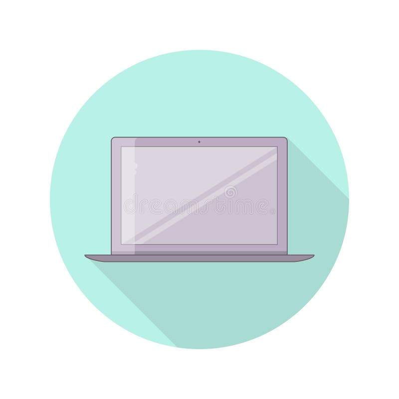 Vector Flat Laptop. Color Round Icon in Flat Style. Stock Vector ...