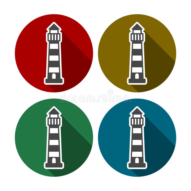Vector Flat Lighthouse Icon with Set of 6 Colors Stock Vector ...
