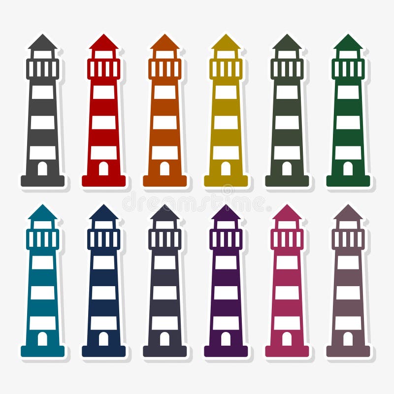 Vector Flat Lighthouse Icon with Set of 12 Colors Stock Vector ...