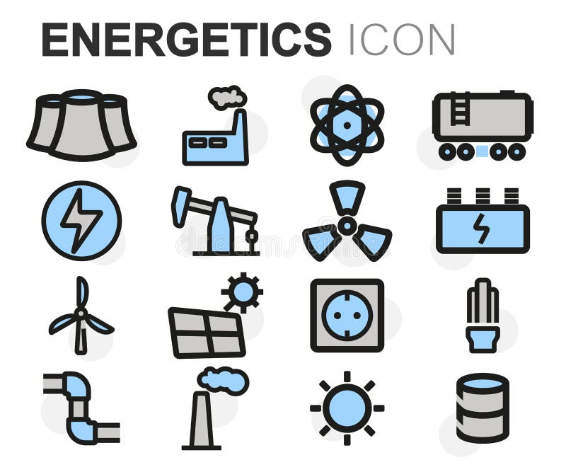 Flat icons of energetics stock illustration. Illustration of filling ...