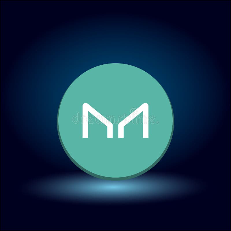 Vector Flat Maker Token Symbol on Blue Background Editorial Photo ...