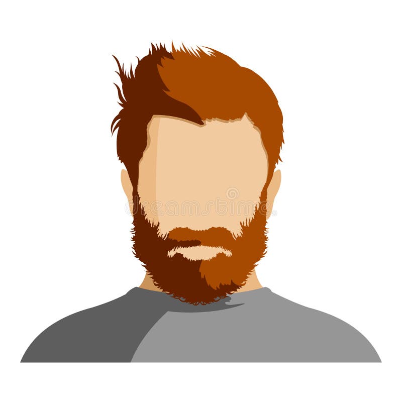 Vector Flat Man Avatar. No Face with Hairstyle and Beard Stock Vector ...