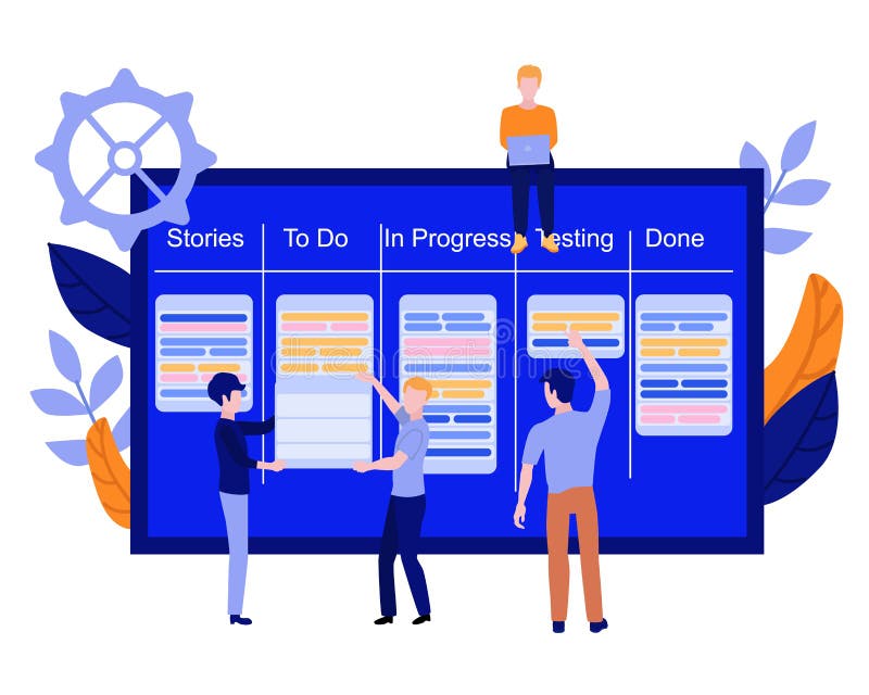 Scrum Board Concept with Human Hands Sticking Colorful Papers and ... Scrum Board Concept with Human Hands Sticking Colorful Papers and ...