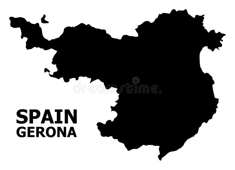 Vector Flat Map of Gerona Province with Name Stock Vector ...