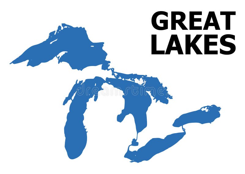 Vector Flat Map of Great Lakes with Name Stock Vector - Illustration of ...