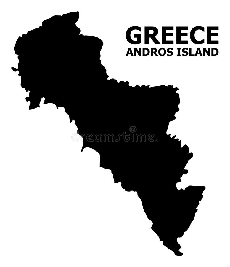 Vector Flat Map of Greece - Andros Island with Caption Stock Vector ...