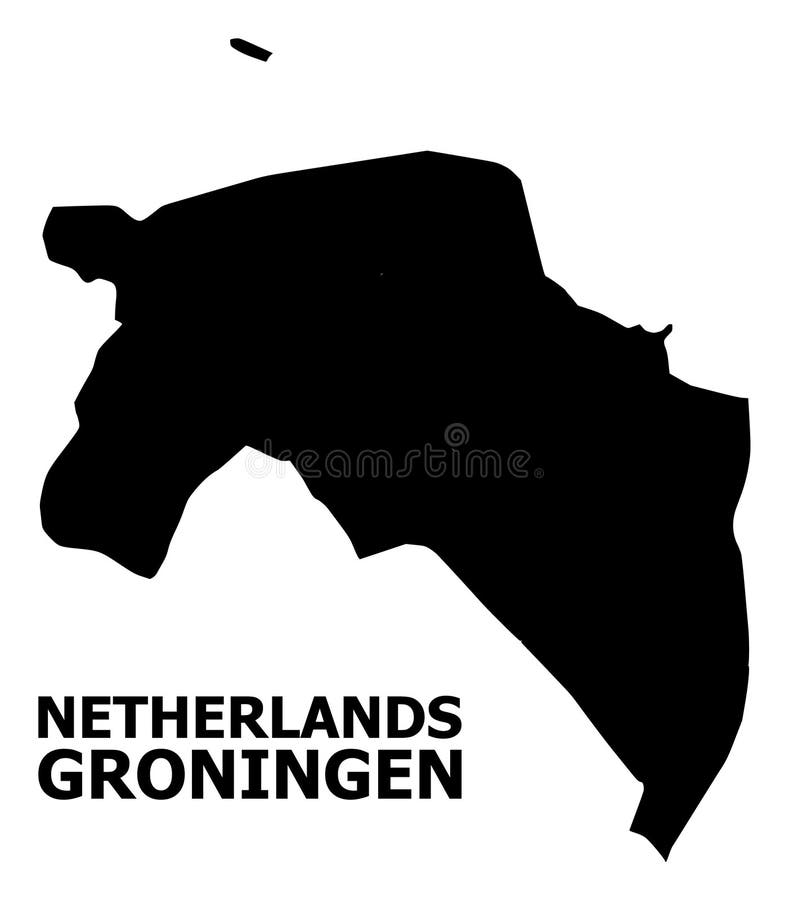 Vector Flat Map of Groningen Province with Caption Stock Vector ...