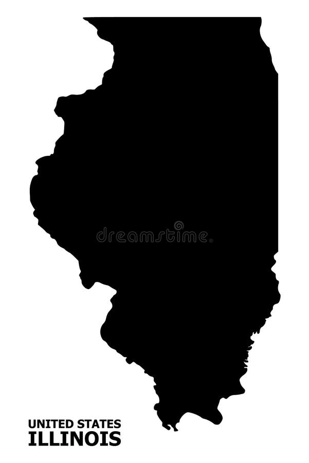 Vector Flat Map of Illinois State with Name Stock Vector - Illustration ...