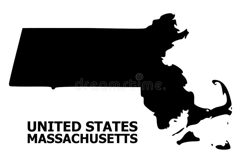 Vector Flat Map of Massachusetts State with Caption Stock Vector ...