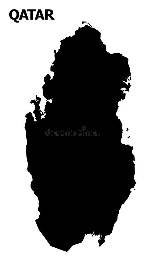 Vector Flat Map of Qatar with Name Stock Vector - Illustration of ...