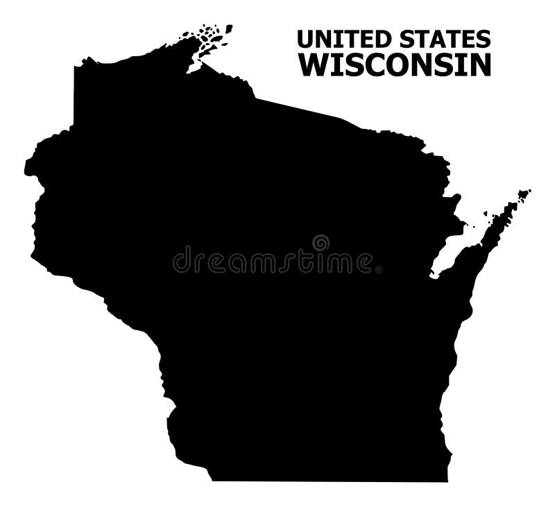 Vector Flat Map of Wisconsin State with Caption Stock Vector ...