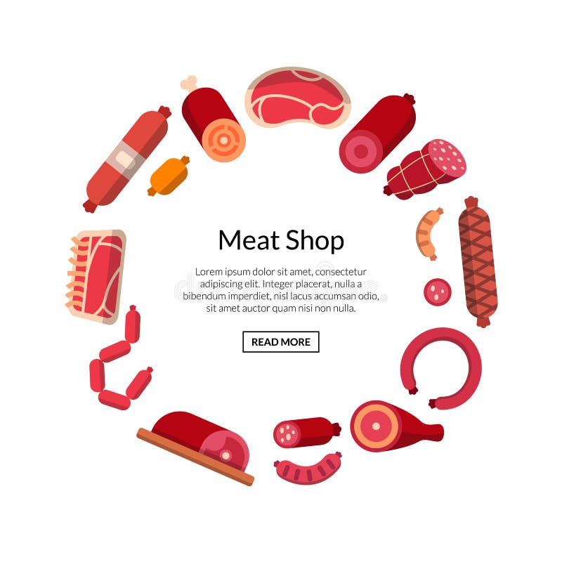 Vector Flat Meat and Sausages Icons Isolated Stock Vector ...