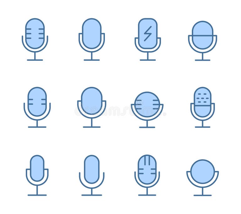 Vector Flat Microphone Icon Collection. Microphone Icon Set Stock ...