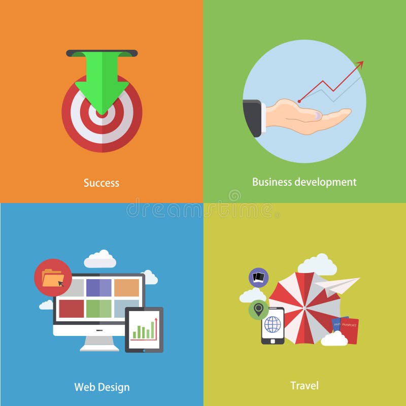 Set of Flat Design Concept Icons for Business. Stock Vector ...