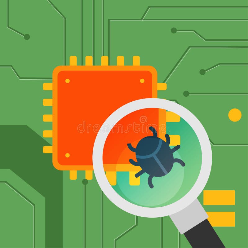 Vector Flat Motherboard with CPU and Computerbug Stock Vector ...