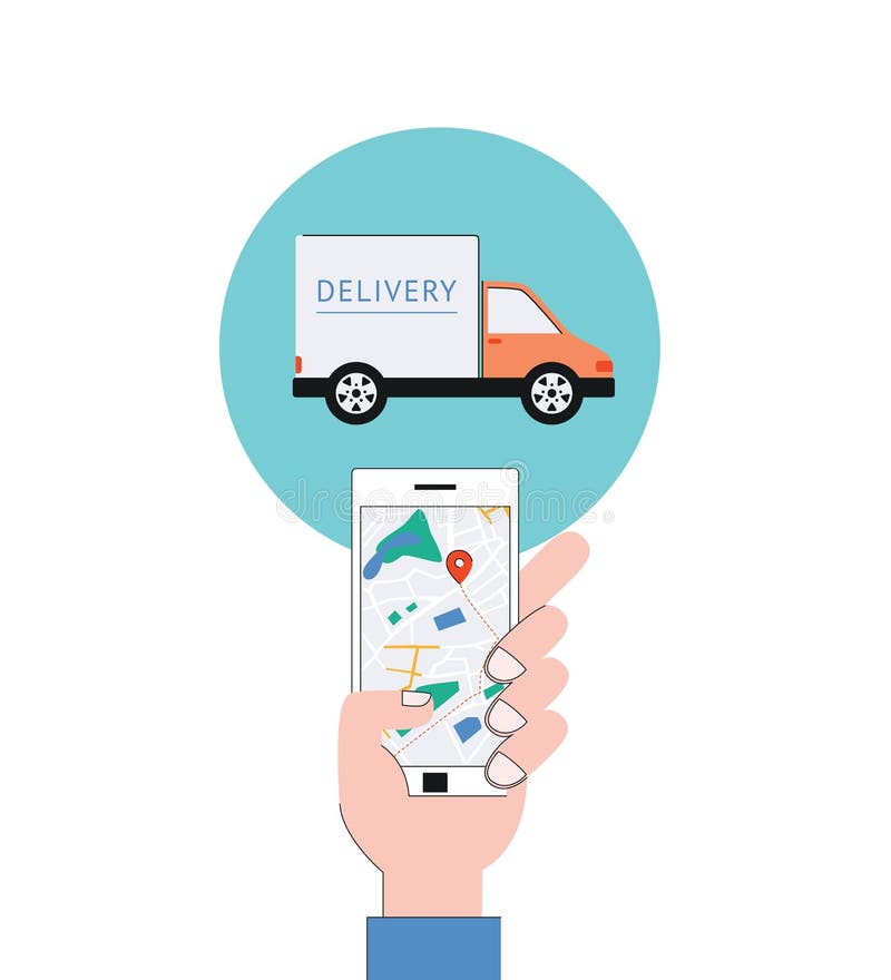 Vector Flat Online Delivery Apps Tracking Shipping Stock Vector ...