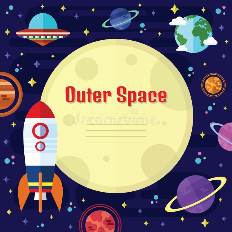 Vector Flat Outer Space Elements Stock Vector - Illustration of space, ship: 69575533