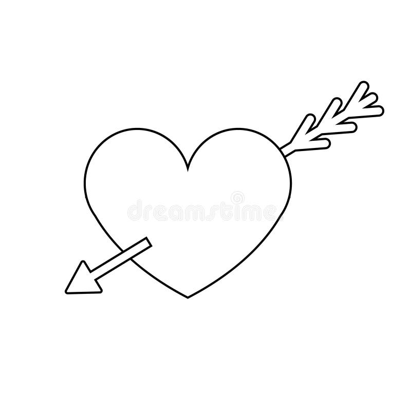 Vector Flat Outline Heart with Arrow Stock Vector - Illustration of ...