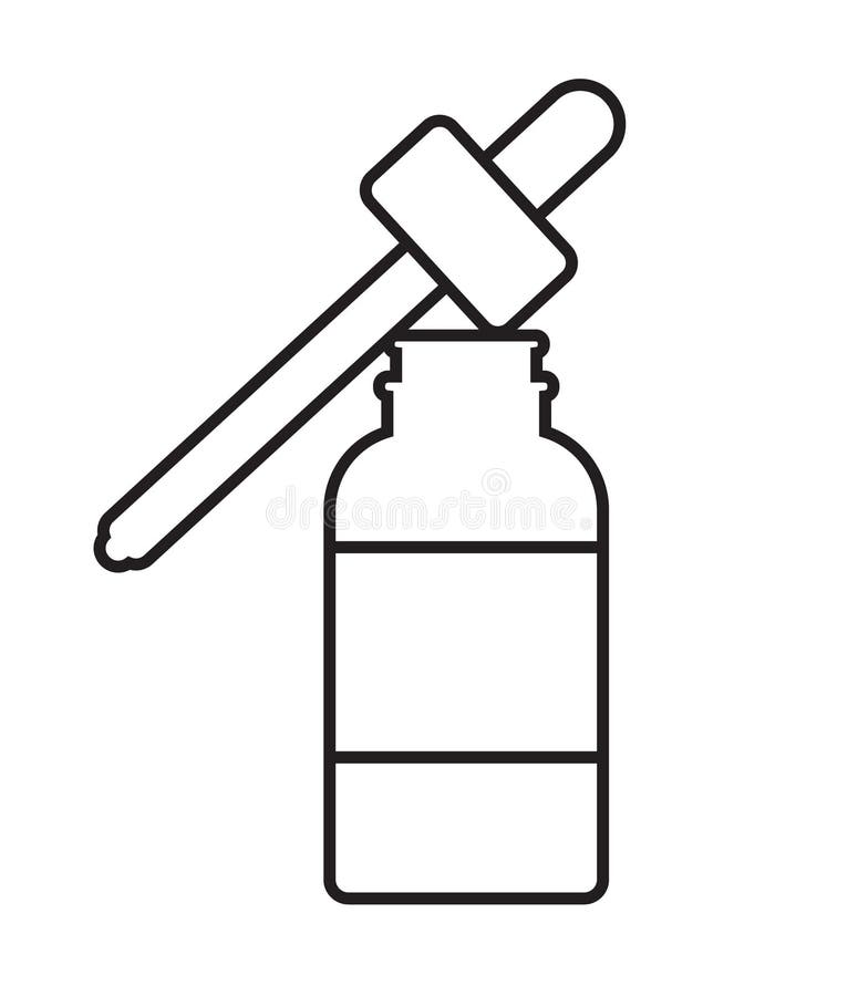 Vector Flat Outline Open Oil Essence Bottle Stock Illustration ...