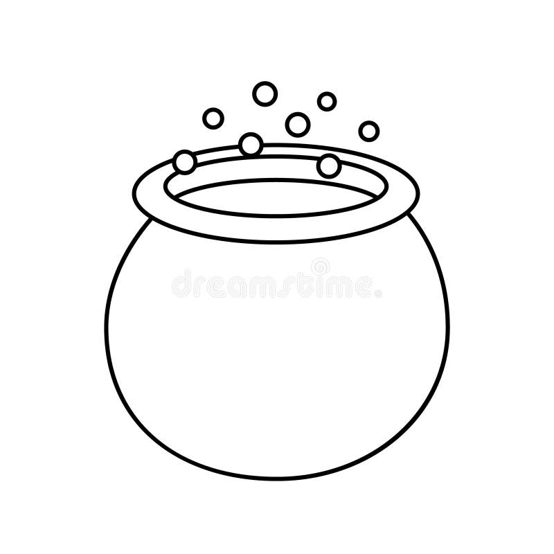 Vector Flat Outline Witch Potion Pot Stock Vector - Illustration of ...