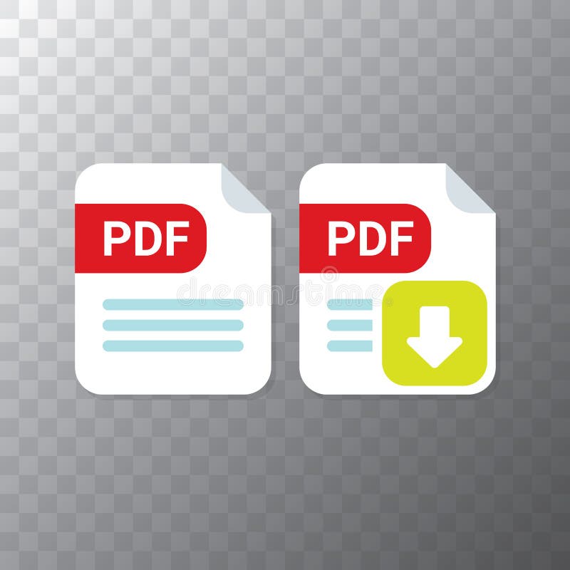 Vector Flat PDF File Icon and Vector Pdf Download Icon Set Isolated on ...