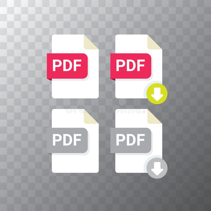 Vector Flat PDF File Icon and Vector Pdf Download Icon Set Isolated on ...