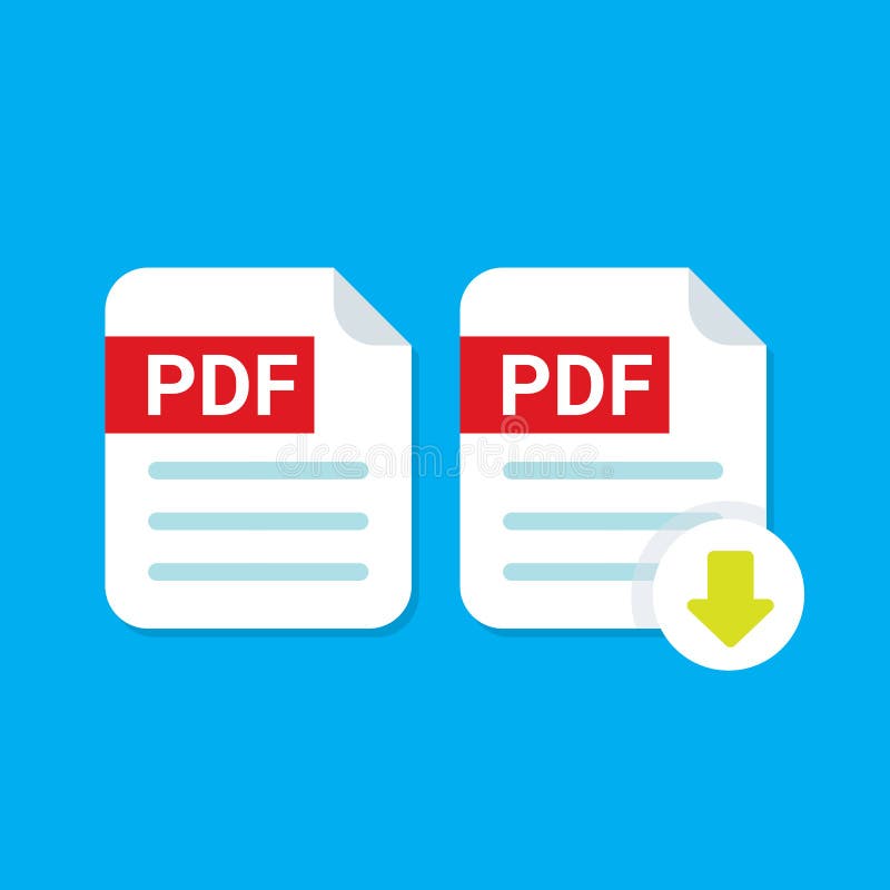 Vector Flat PDF File Icon and Pdf Download Icon Stock Vector ...