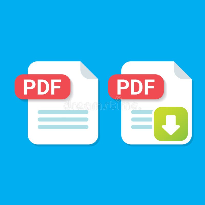 Vector Flat PDF File Icon and Pdf Download Icon Stock Vector ...