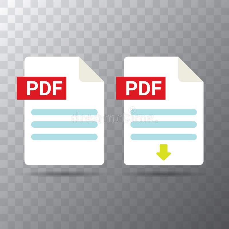 Vector Flat PDF File Icon and Vector Pdf Download Icon Set Isolated on ...