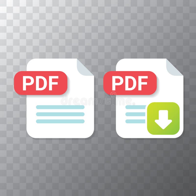 Vector Flat PDF File Icon and Vector Pdf Download Icon Set Isolated on ...