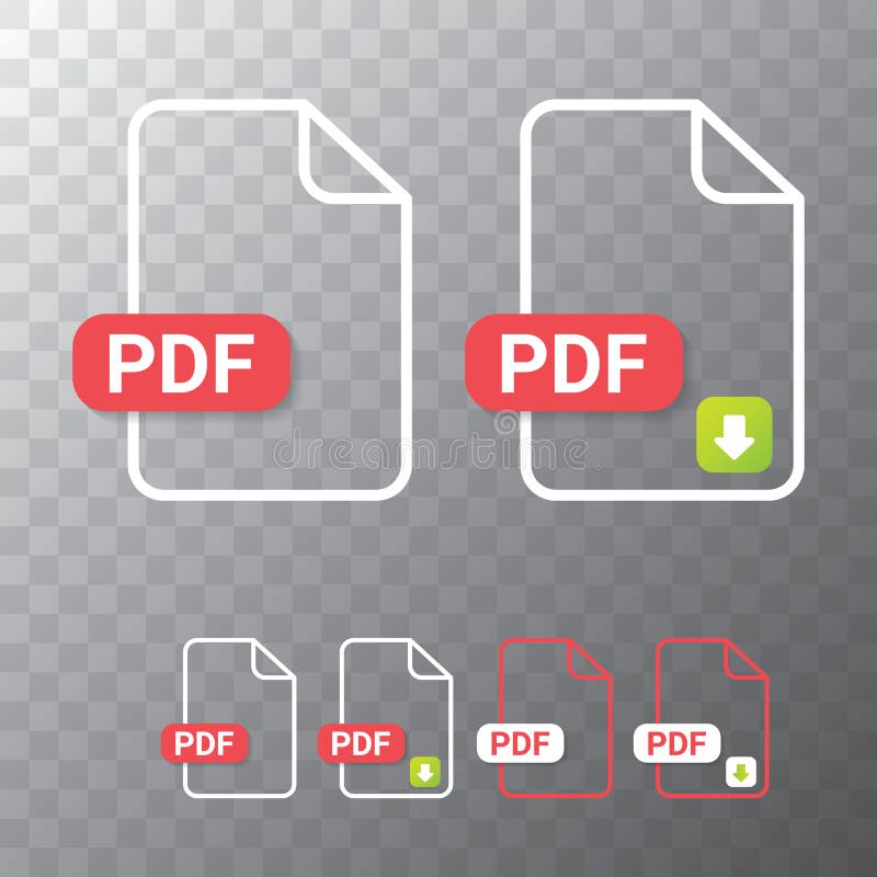 Vector Flat PDF File Icon and Vector Pdf Download Icon Set Isolated on ...