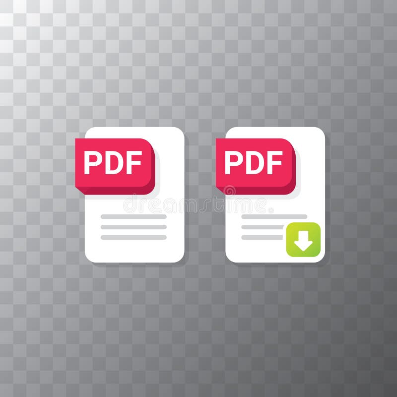 Vector Flat PDF File Icon and Vector Pdf Download Icon Set Isolated on ...