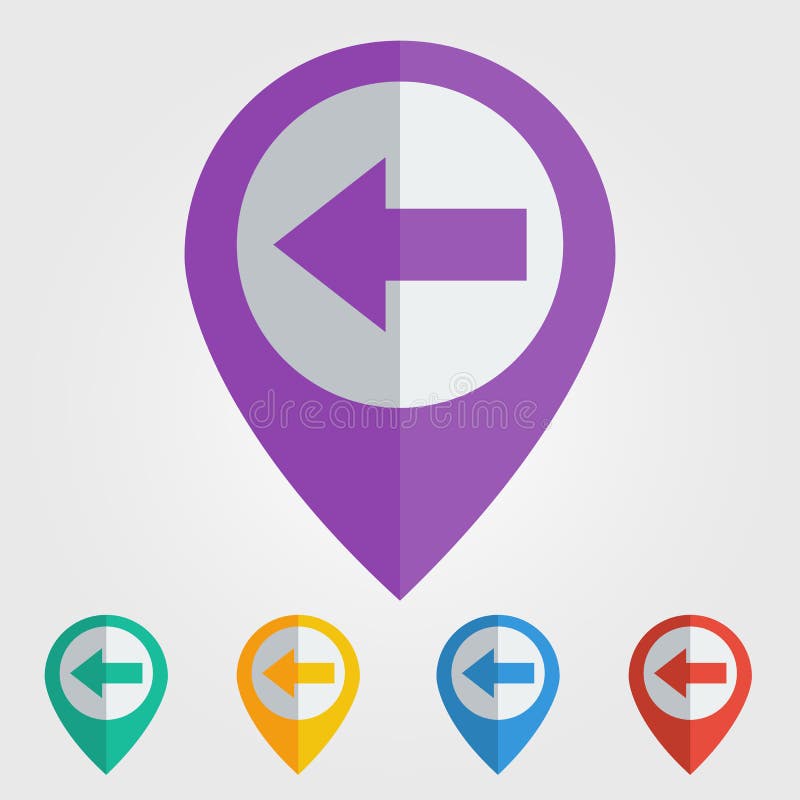 Vector Flat Pin with Left Arrow Icon Stock Vector - Illustration of ...