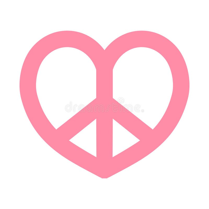 Vector Flat Pink Heart Peace Sign Stock Vector - Illustration of flat ...