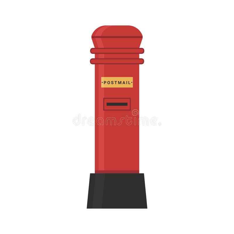 Vector Flat Red Mailbox, Public and Private Address Classic Postbox ...