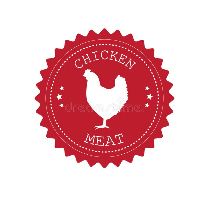 Vector Flat Red Round Retro Logo with Chicken Stock Vector ...