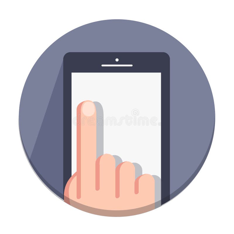 Vector Flat Round Icons with a Finger and a Mobile Device with Gestures Stock Vector ...