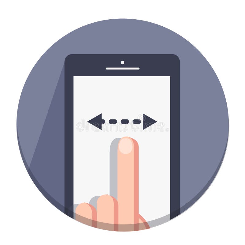 Vector Flat Round Icons with a Finger and a Mobile Device with Gestures ...