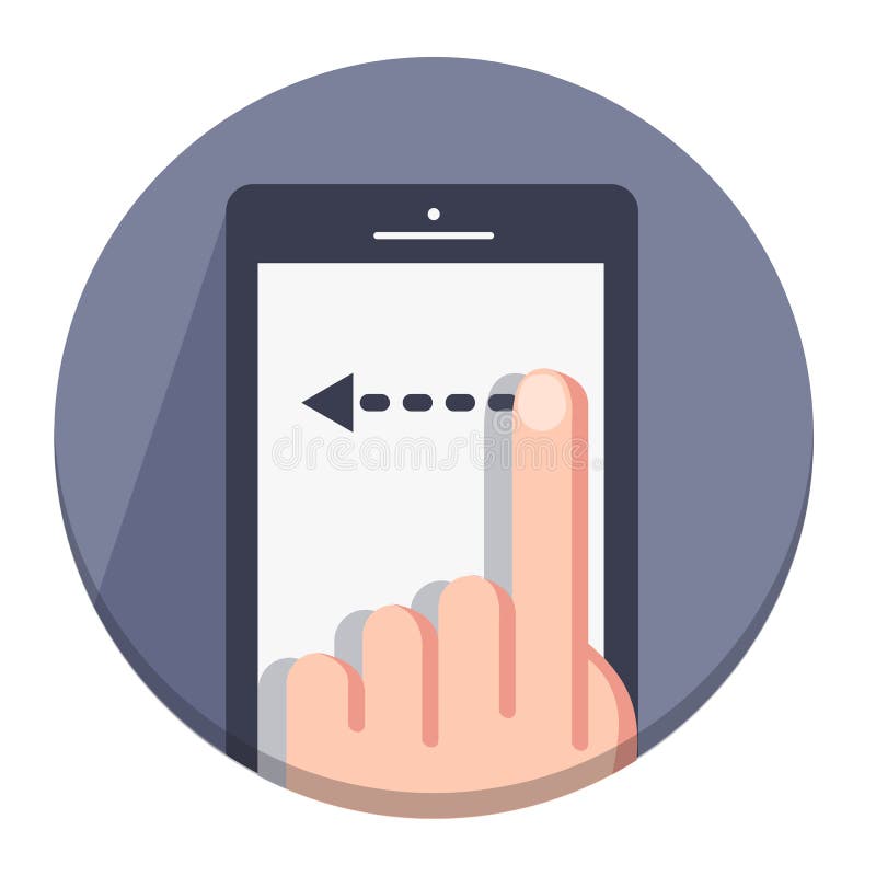 Vector Flat Round Icons with a Finger and a Mobile Device with Gestures ...