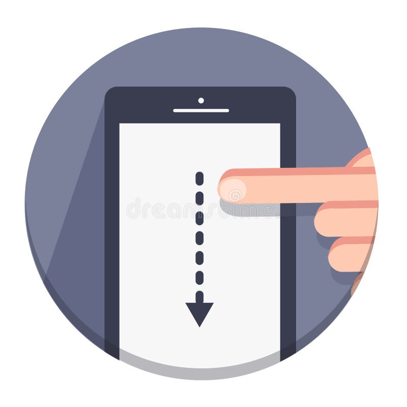 Vector Flat Round Icons with a Finger and a Mobile Device with Gestures ...