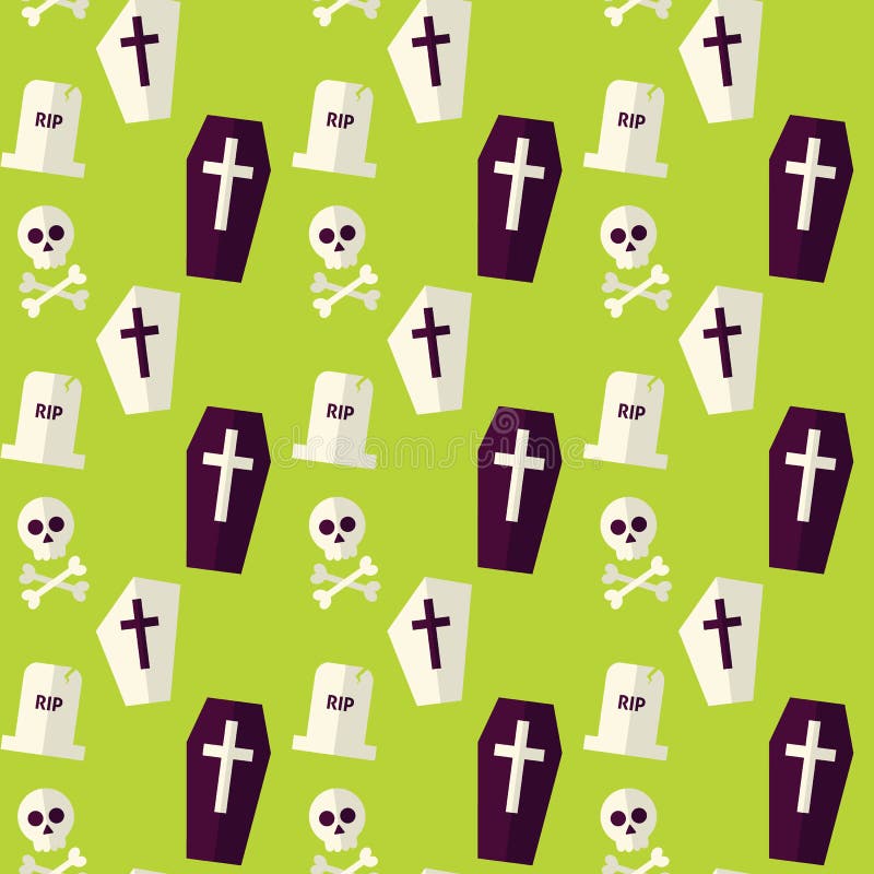 Vector Flat Seamless Death Halloween Pattern Stock Vector ...